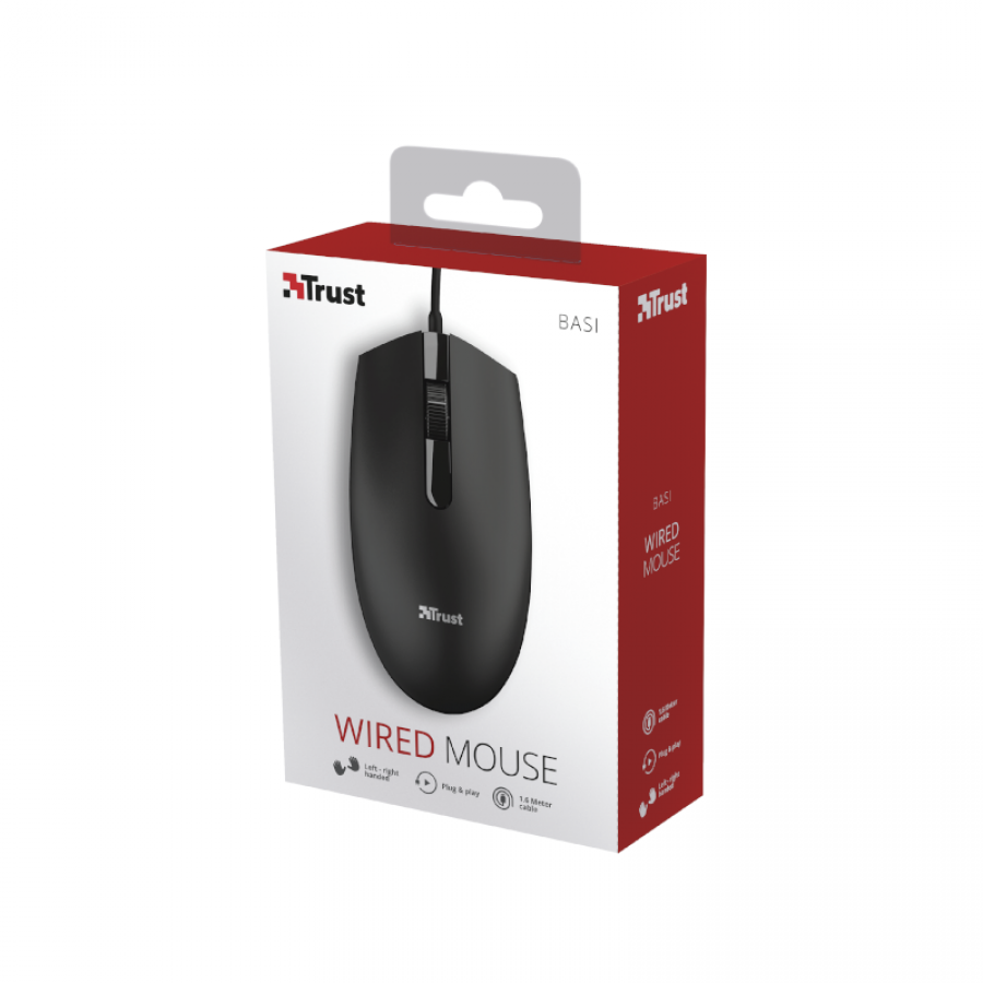 Mouse Óptico Trust Básico USB Alámbrico Negro - Bogota Envios - 24271